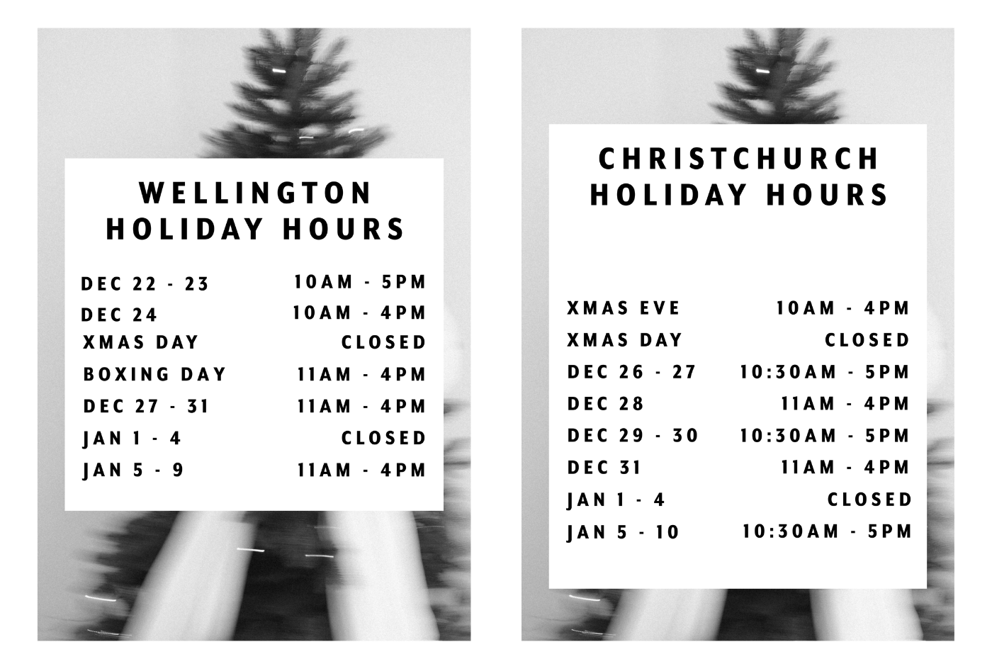 CHRISTMAS STORE HOURS 2025 - Journals - Shelter