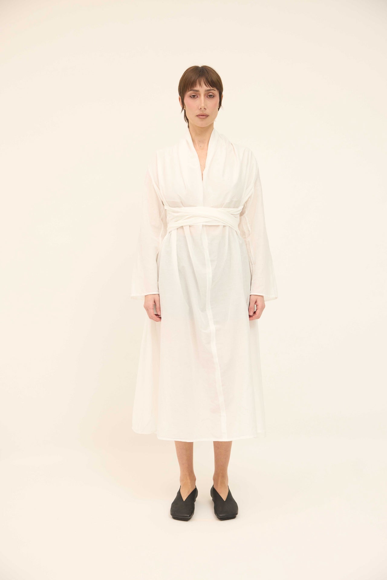 Brooke Dress - White Silk Cotton in White - The Shelter