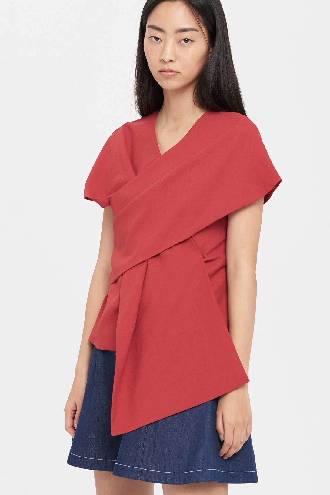 Panel Wrap Top - Lipstick in Red - The Shelter